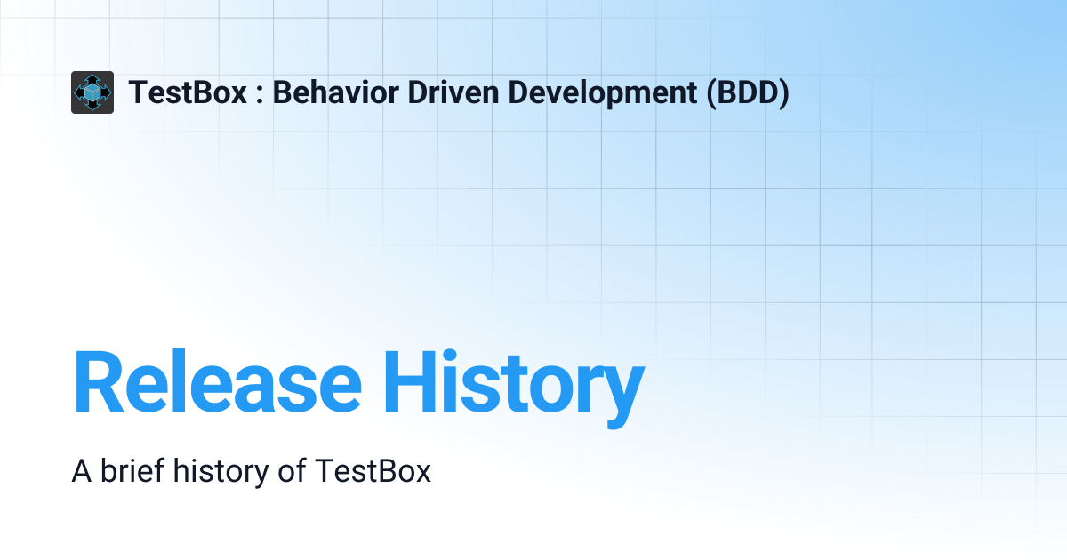 Release History Testbox Behavior Driven Development Bdd 8176